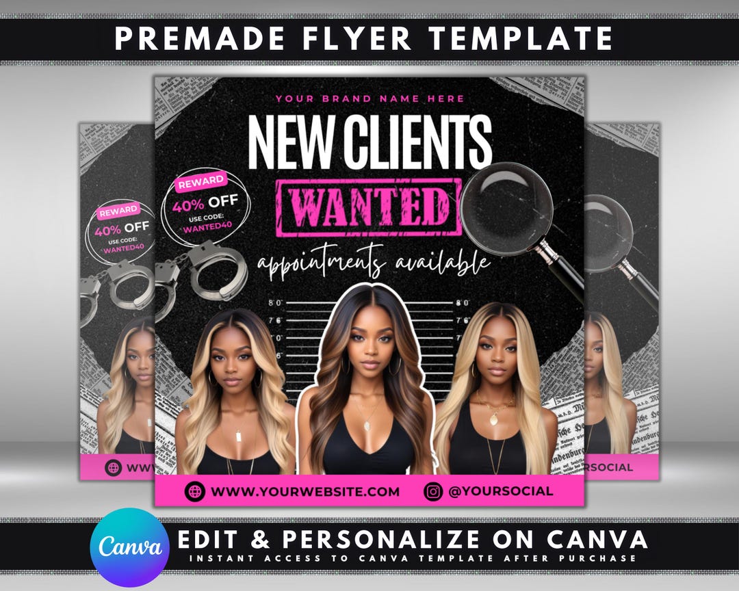 New Clients Wanted Flyer, DIY Flyer Template Design, Beauty ...