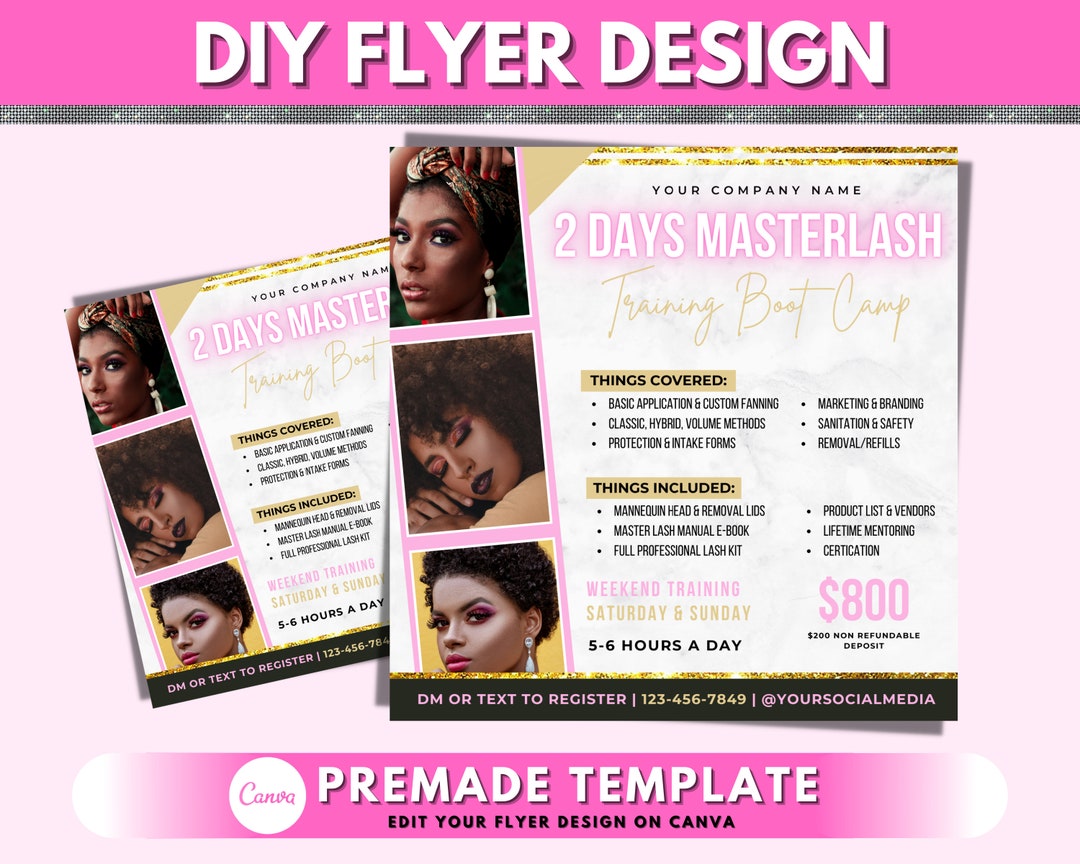 Lash Training Course, DIY Flyer Template Design, Eyelash Extension ...