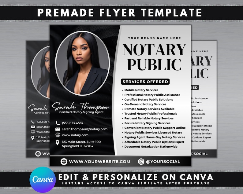Notary Services Flyer, DIY Flyer Template Design, Notary Public Flyer ...