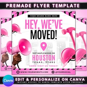 New Location Beauty Flyer, DIY Flyer Template Design, Store Opening ...