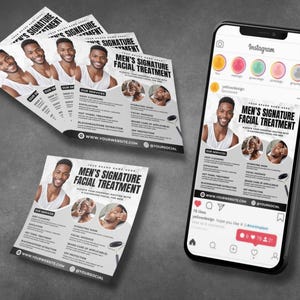Men's Facial Flyer, DIY Flyer Template Design, Spa Services Flyer ...