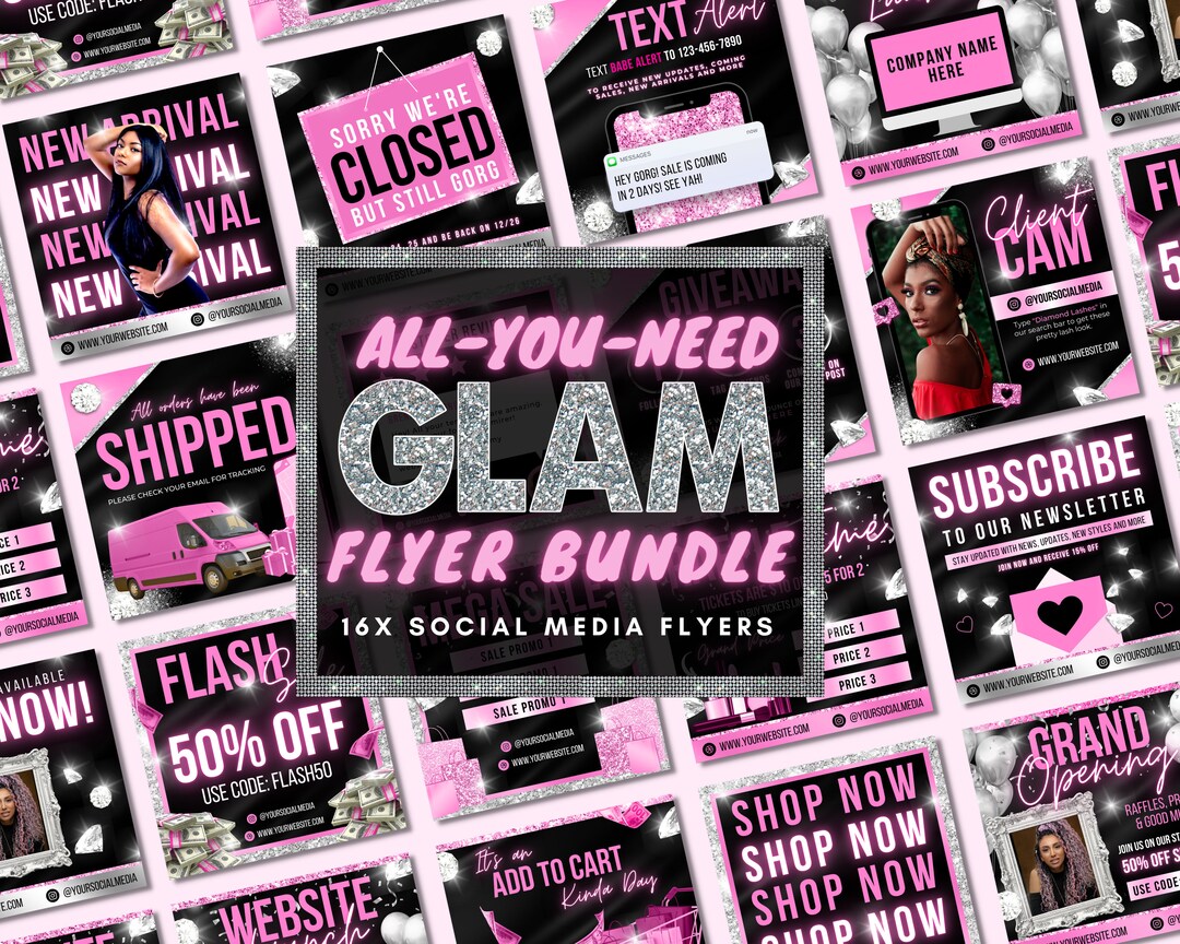 Flyer Bundle, DIY Light Pink Flyer Template Design, Hair Bundle Beauty ...