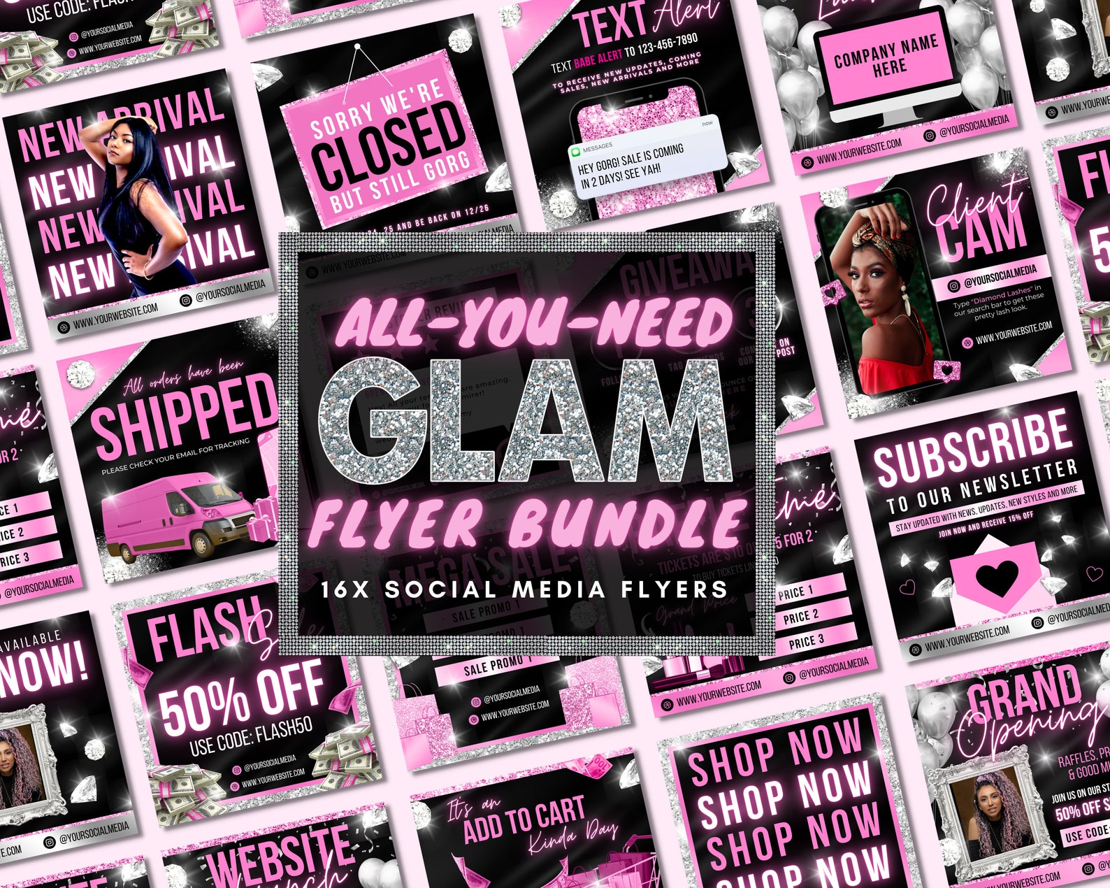 Flyer Bundle DIY Light Pink Flyer Template Design Hair - Etsy