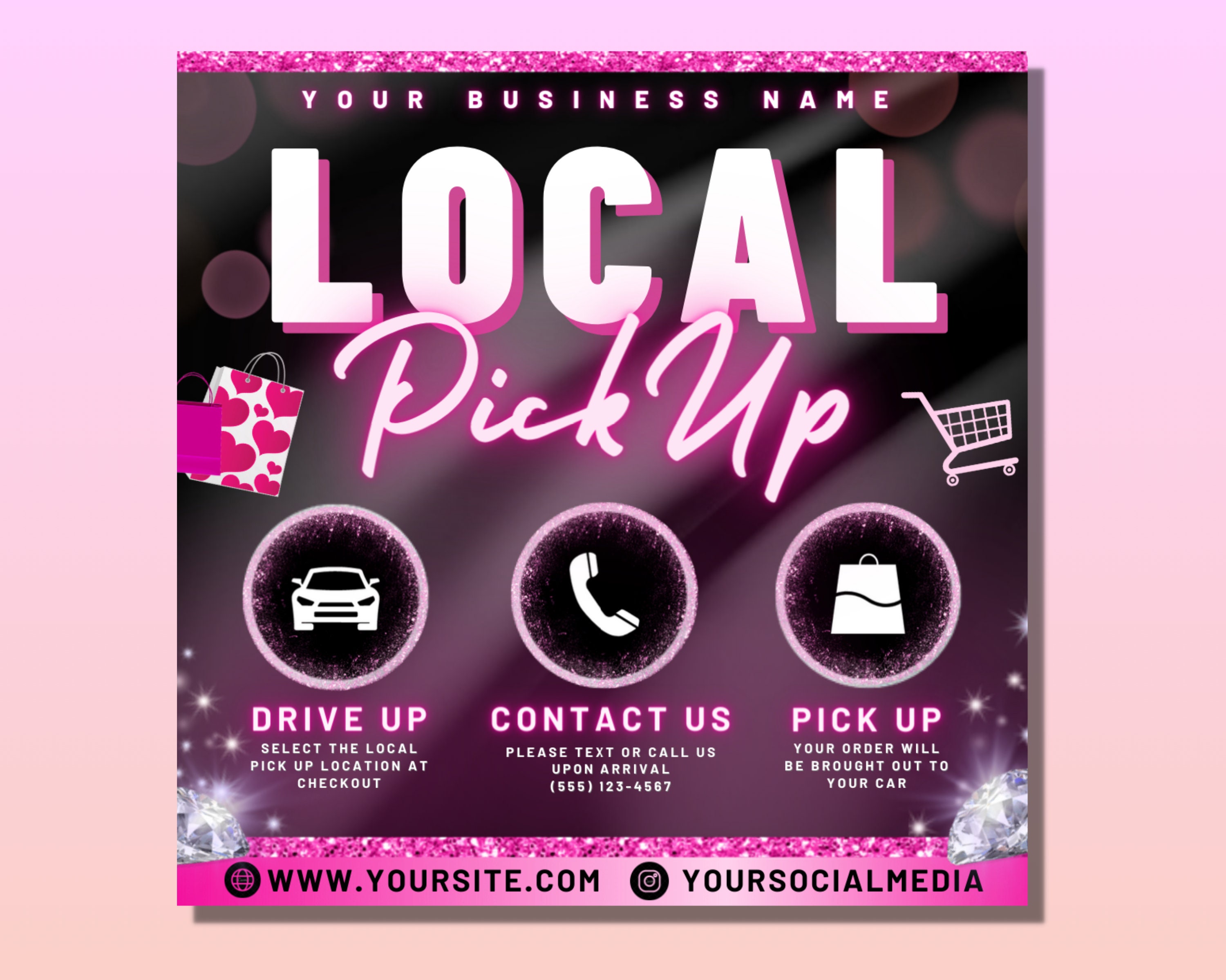 Local Pick up Flyer, DIY Flyer Template Design, Curbside Pickup Flyer ...