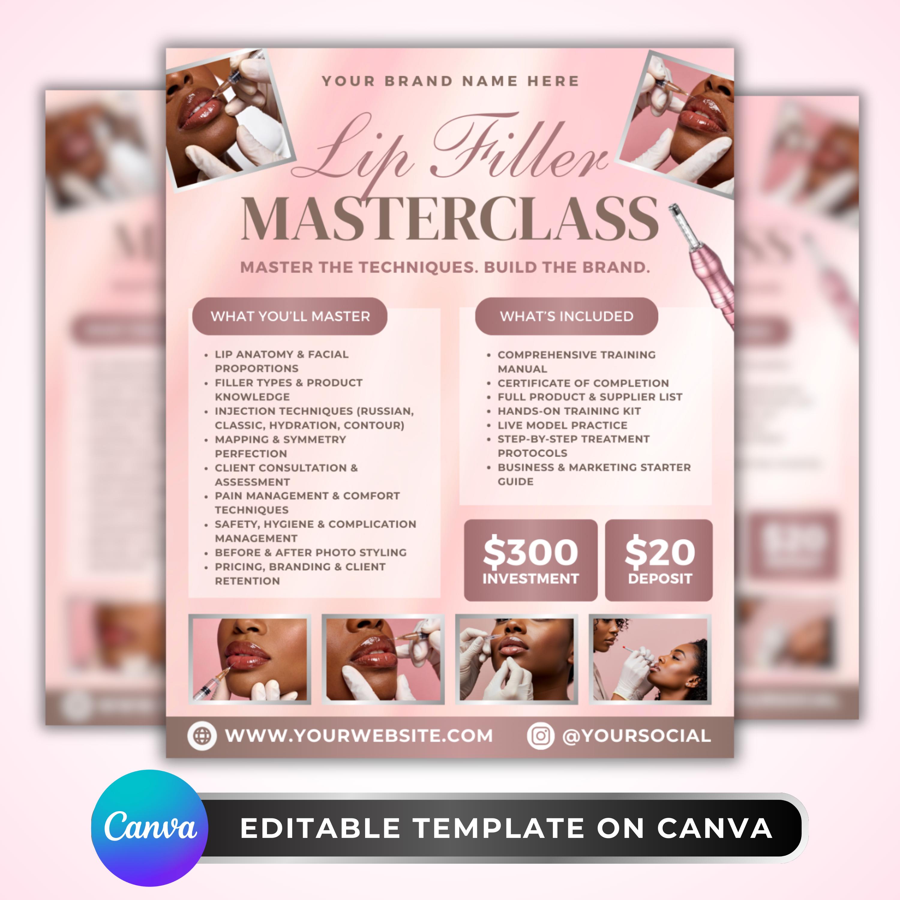 Lip Filler Flyer: Injector Training Masterclass Promo for Aesthetics ...