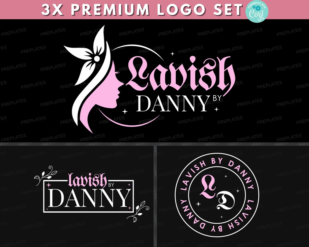 Pink Beauty Logo Set, DIY Editable Design Template, Salon Business Logo ...