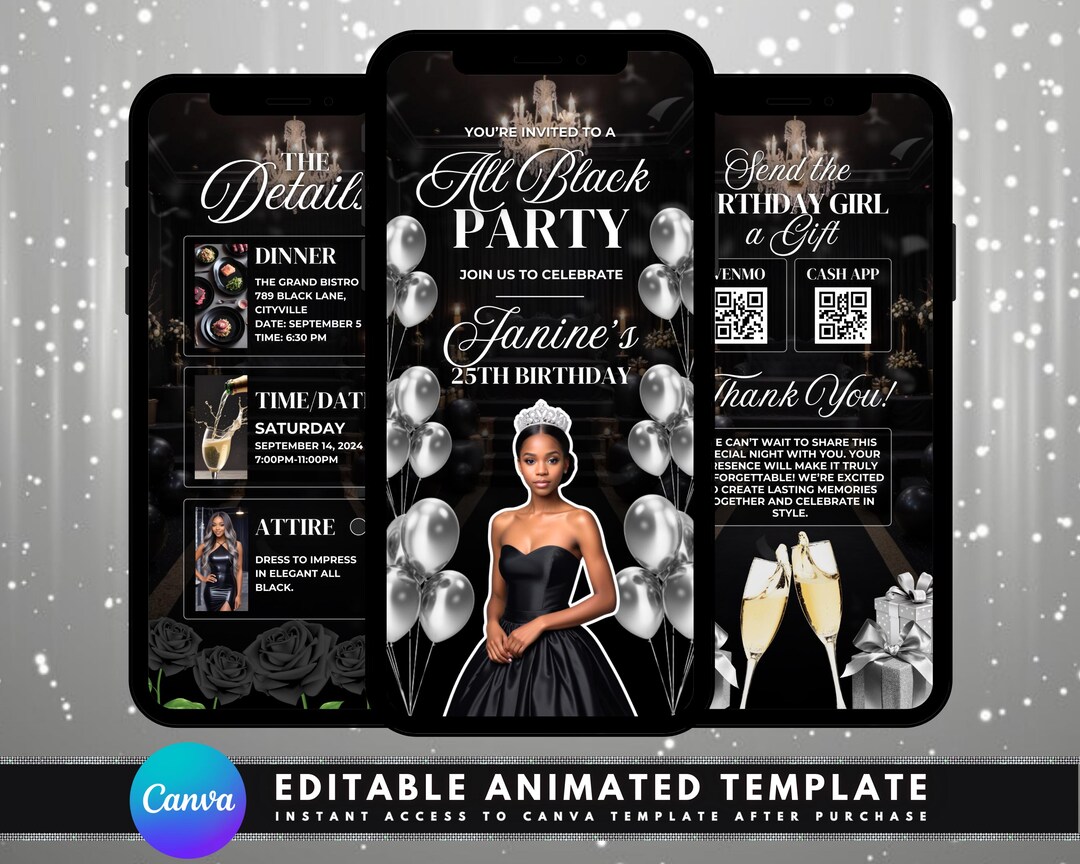 Animated Birthday Dinner Video Invitation, DIY Template Design ...
