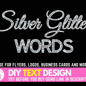 DIY Silver Glitter Words Design, Edit Yourself Glam Glitter Letters ...