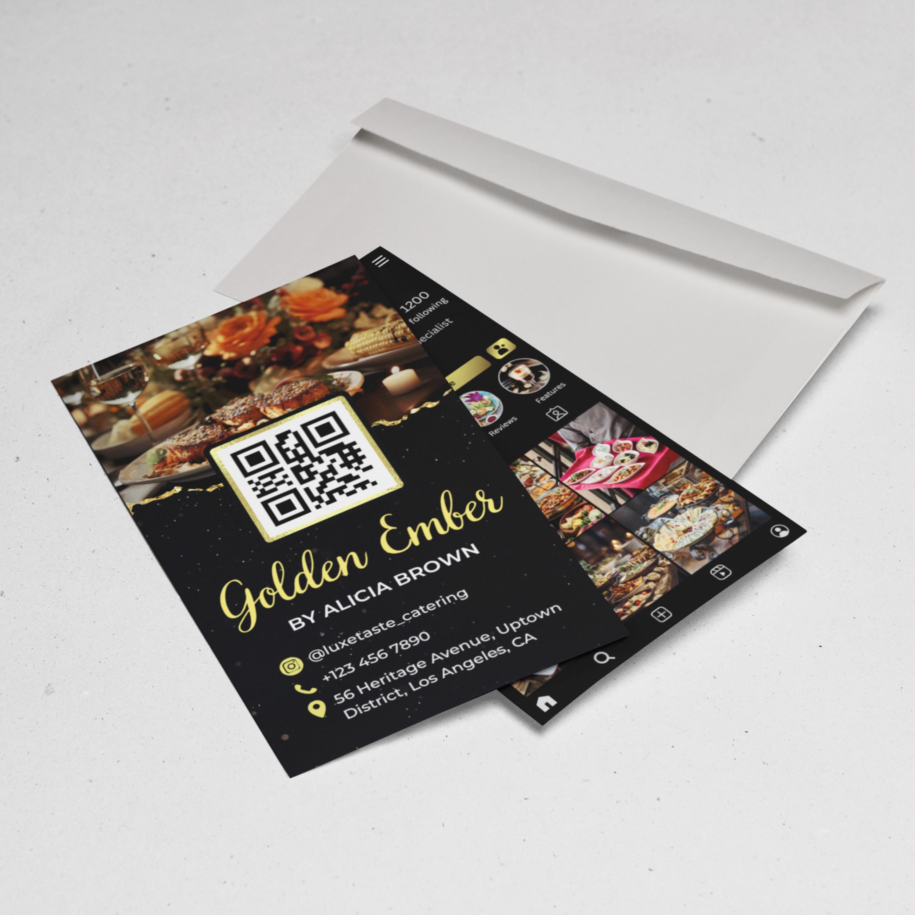 Catering Instagram Business Card: Private Chef QR Code Food Service ...