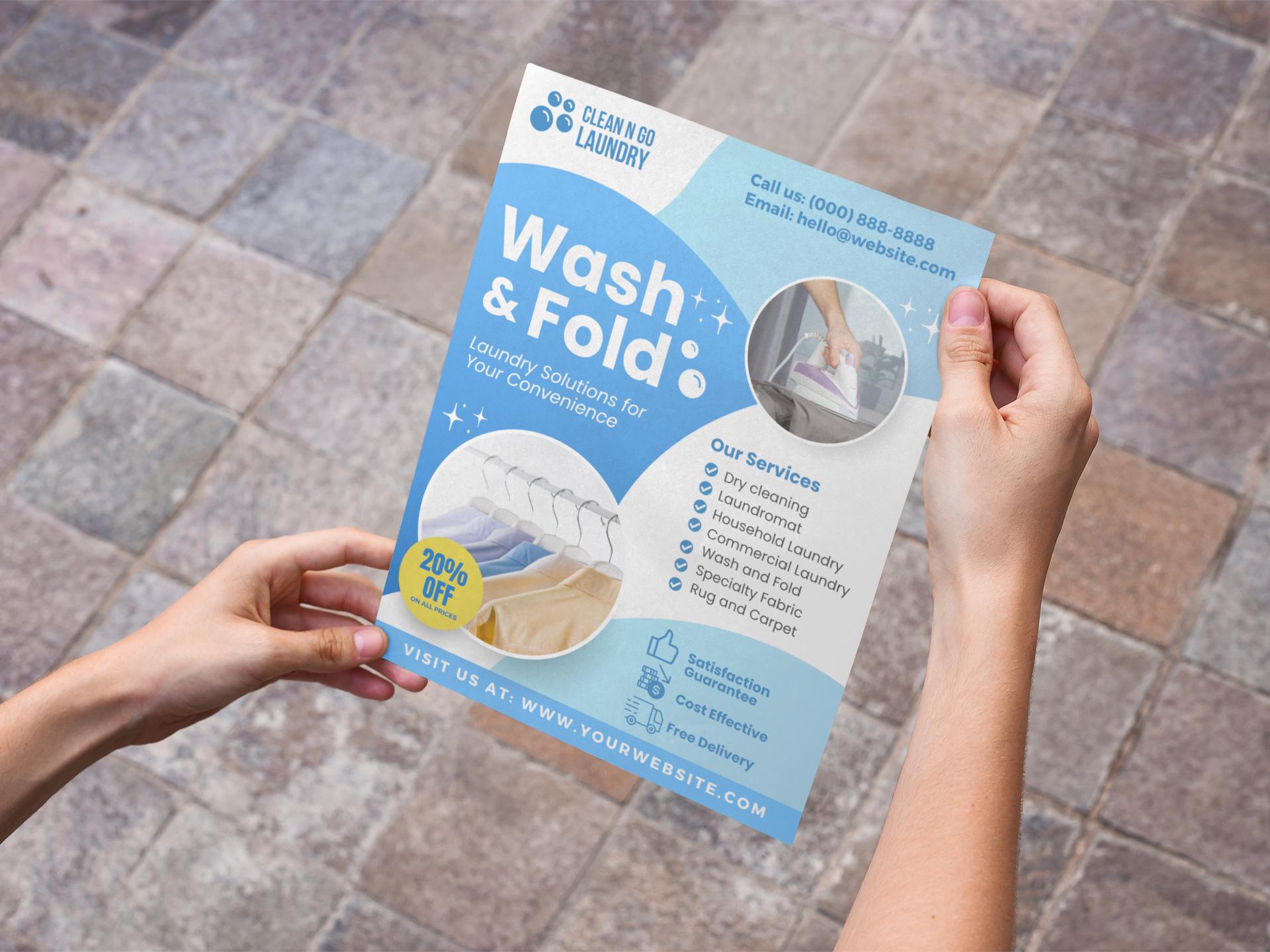 Laundry Service Flyer, DIY Flyer Template Design, Dry Cleaning Flyer ...