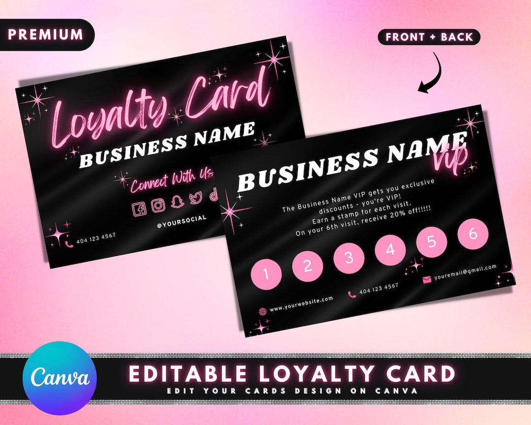 Loyalty Card, DIY Marketing Cards Template Design, Feminine Loyal Card, Hair Business Cards ...