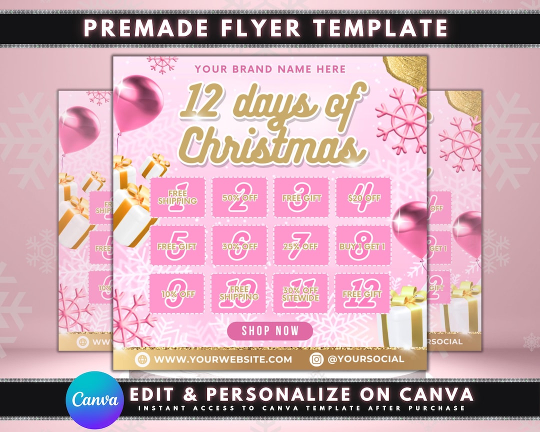 12 Days of Christmas Flyer, DIY Flyer Template Design, December ...
