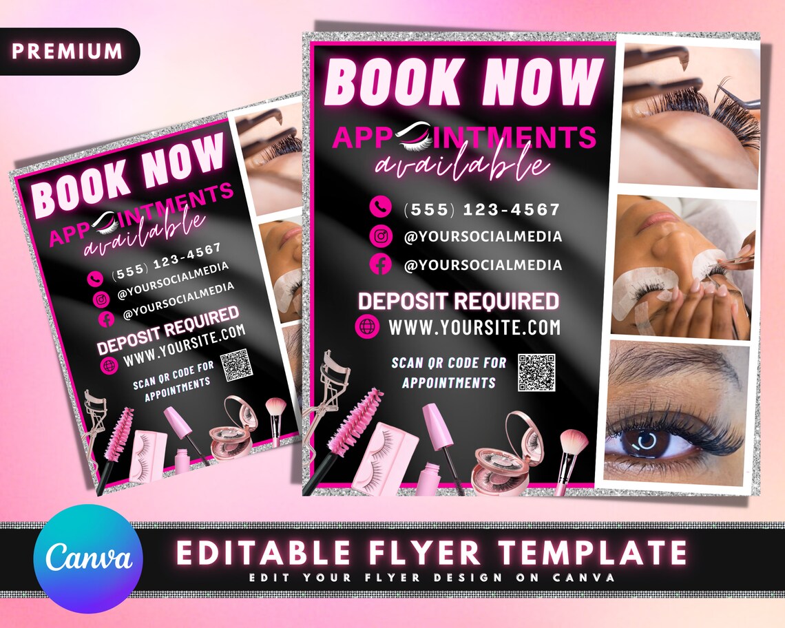 Lash Tech Appointment Flyers, DIY Flyer Template Design, Appointments ...
