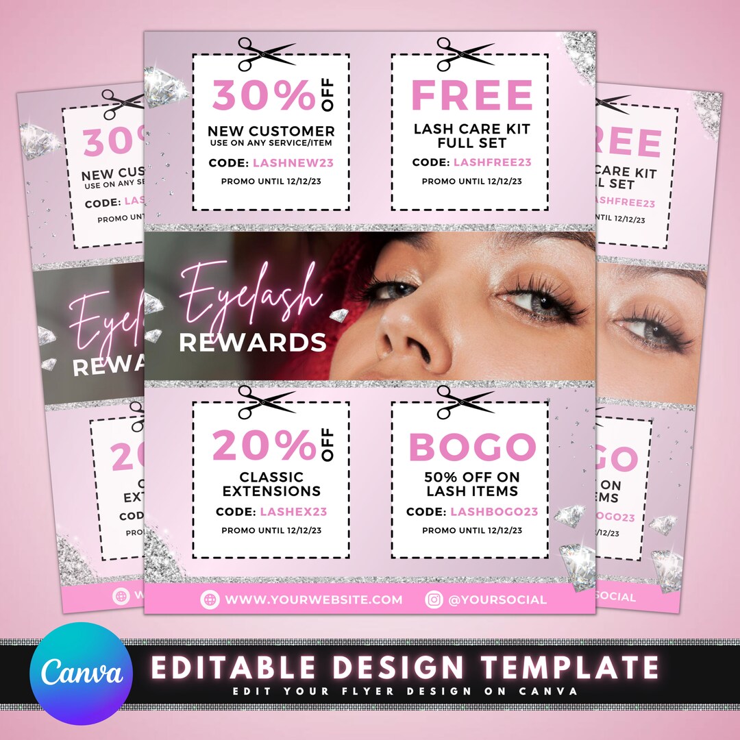 Eyelash Coupon Flyer, DIY Flyer Template Design, Lash Deals Flyer ...