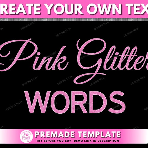 DIY Silver Glitter Words Design Edit Yourself Glam Glitter - Etsy