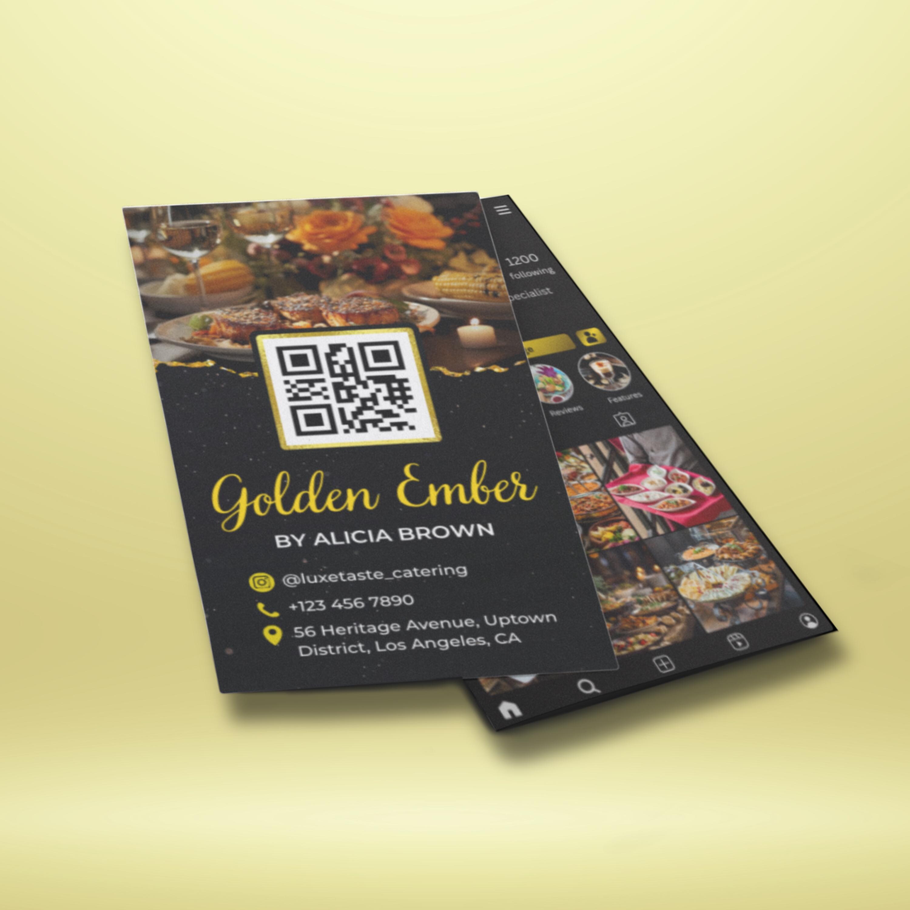 Catering Instagram Business Card: Private Chef QR Code Food Service ...