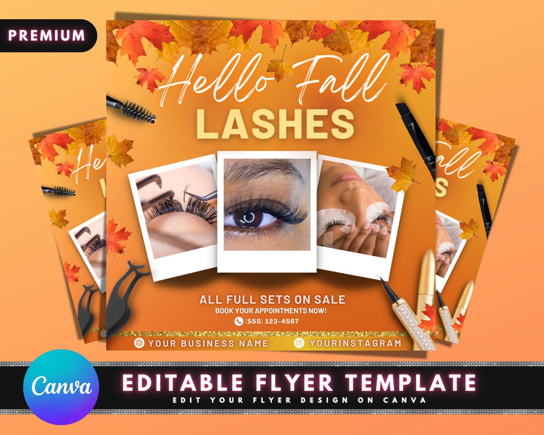 Fall Season Lash Flyer, DIY Flyer Template Design, Sale Flyer, Book Now ...