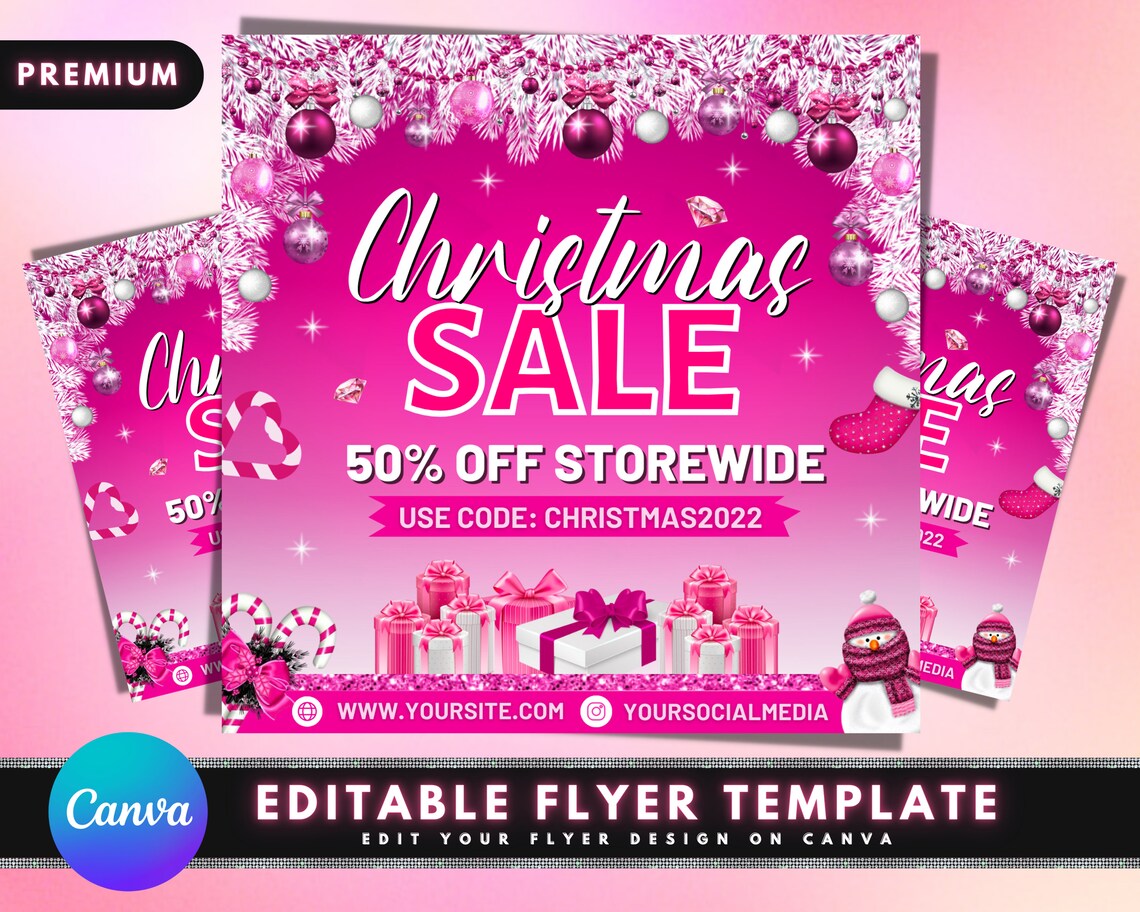 Christmas Flyer DIY Flyer Template Design Sale Flyer Hair - Etsy