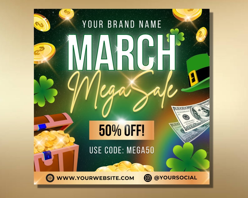 March Sale Flyer DIY Flyer Template Design St Patricks Day - Etsy