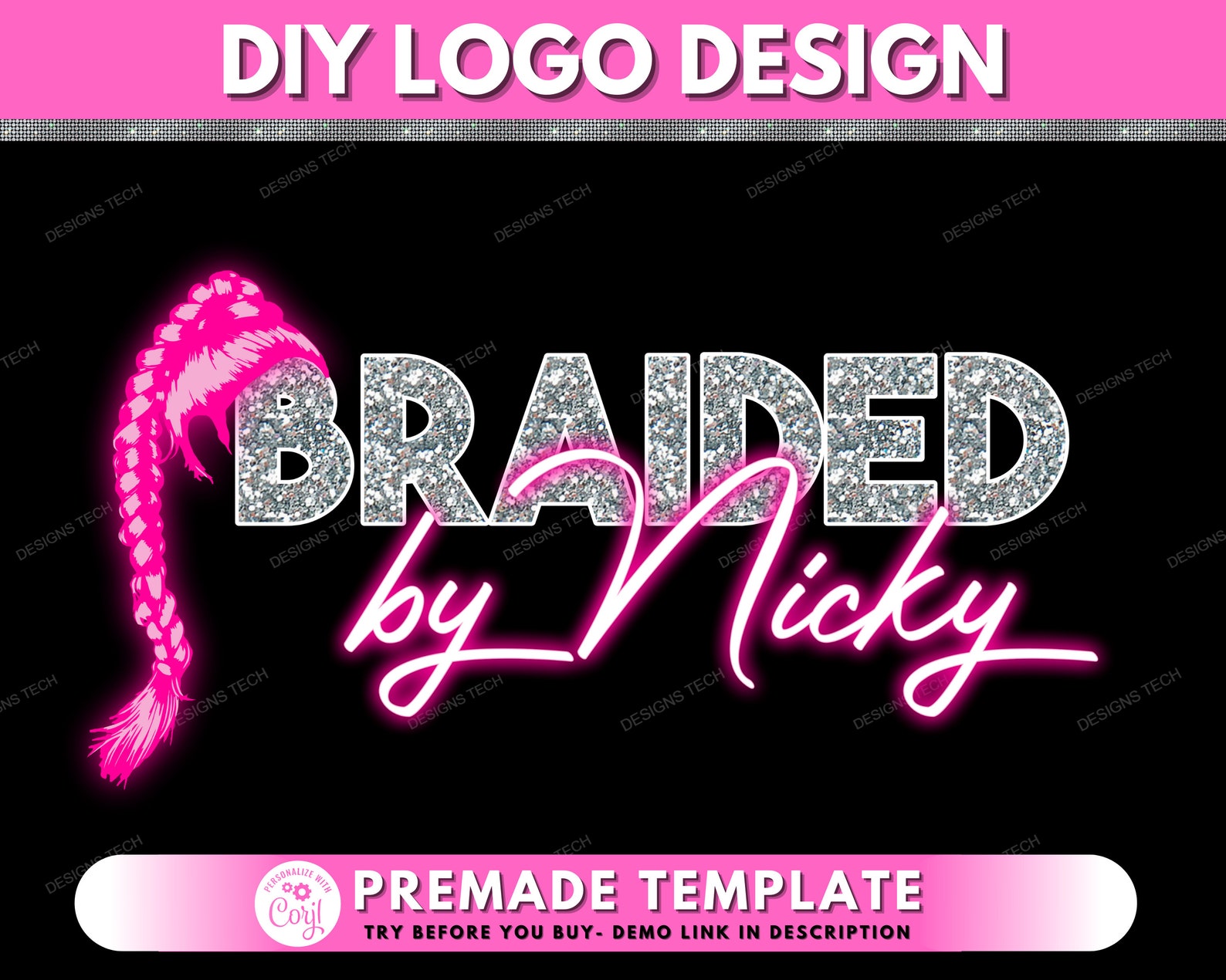 DIY Hair Logo Braider Logo Braids Logo Hair Salon Business - Etsy