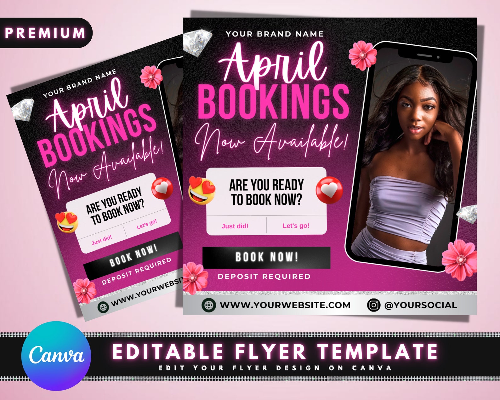 April Booking Flyer, DIY Flyer Template Design, April Appointment Flyer ...