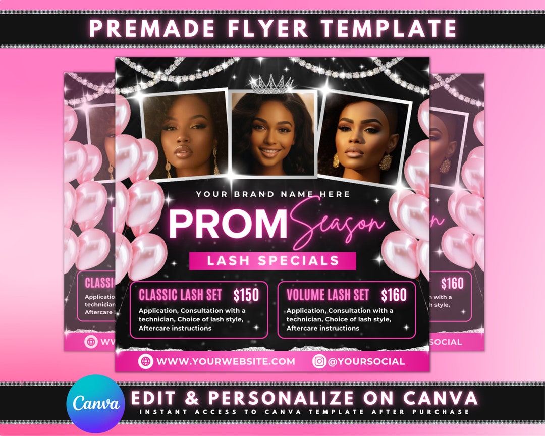Prom Lash Deals Flyer, DIY Flyer Template Design, Prom Lashes Promo ...