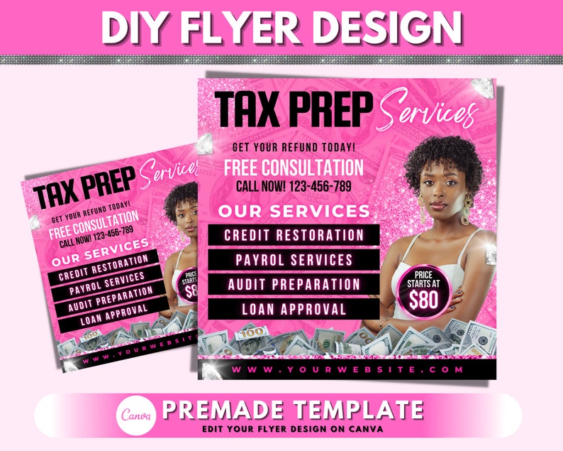 Tax Prep Flyer, DIY Flyer Template Design, Tax Prep Service Flyer, Tax ...