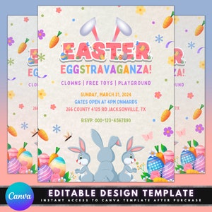 Easter Party Invitation Flyer, DIY Flyer Template Design, Easter Egg ...