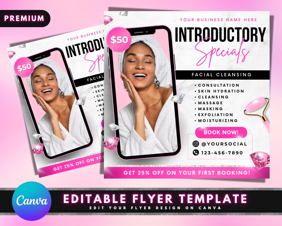Facial Treatment Specials Flyer, DIY Flyer Template, Facial Spa ...