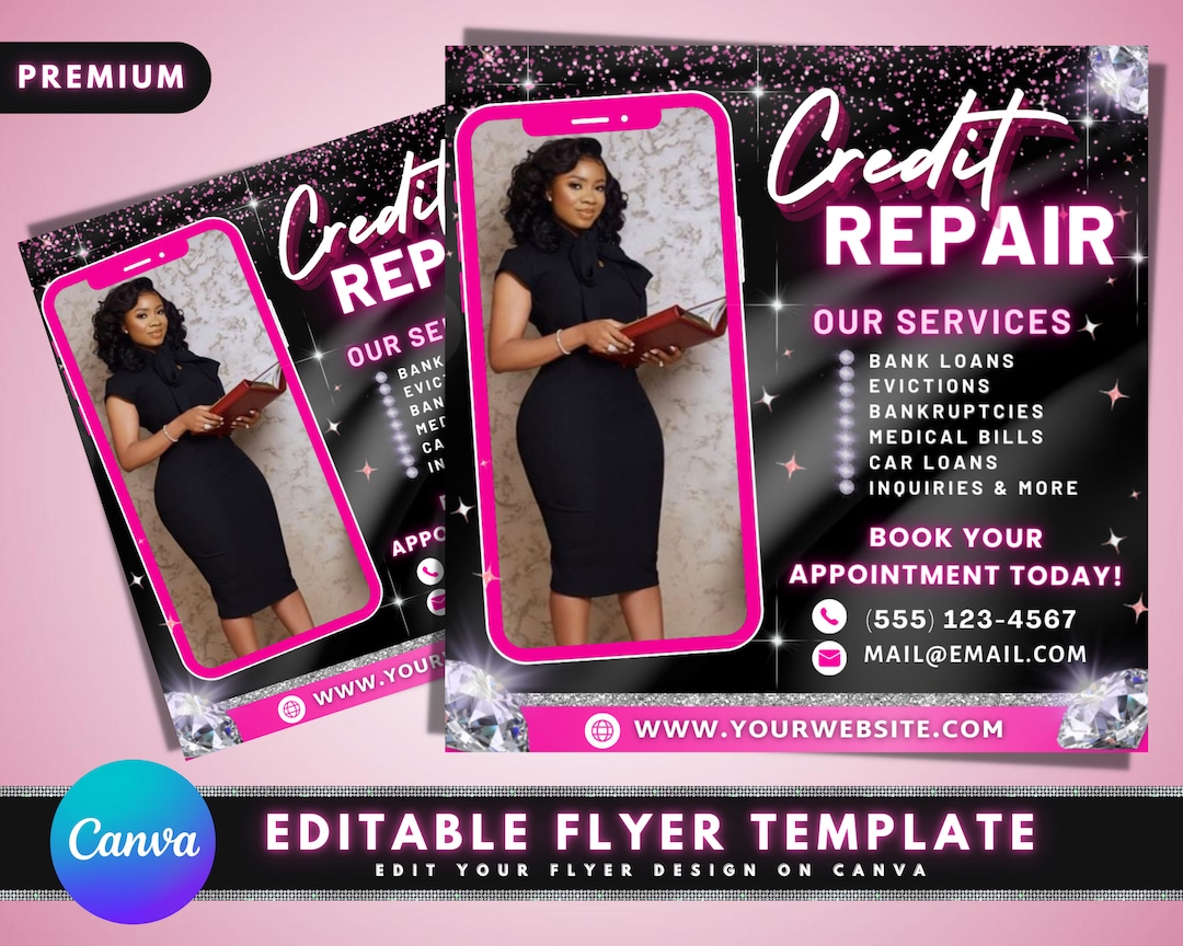 Credit Repair Services Flyer, DIY Flyer Template Design, Credit ...