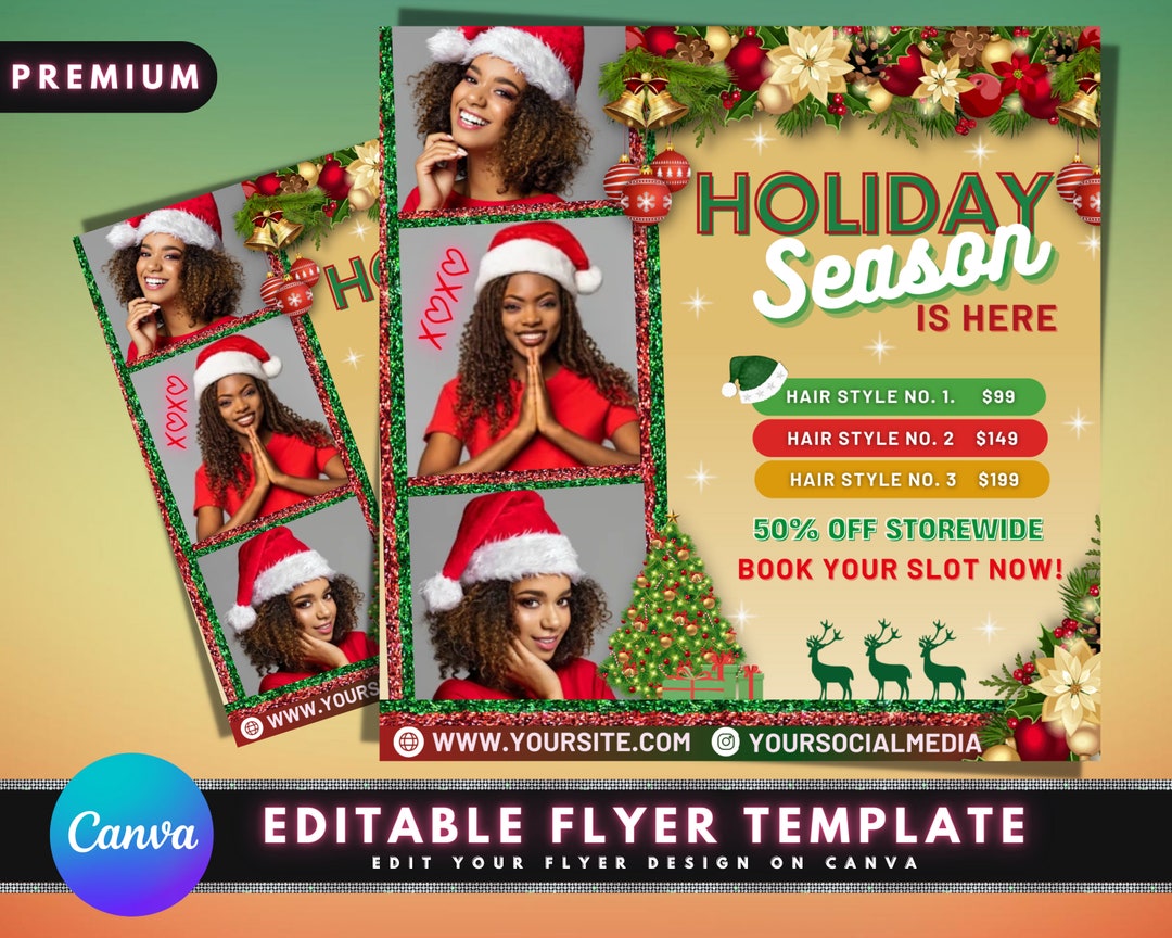 Christmas Booking Flyer, DIY Flyer Template Design, Hair Flyer, Book ...
