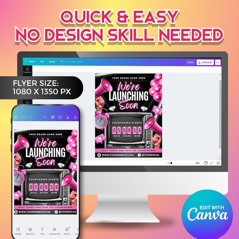 Website Launch Flyer: Launching Soon Countdown for Online Business ...