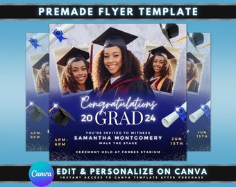 Graduation Flyer, DIY Flyer Template Designs, Grad Announcement Flyer ...