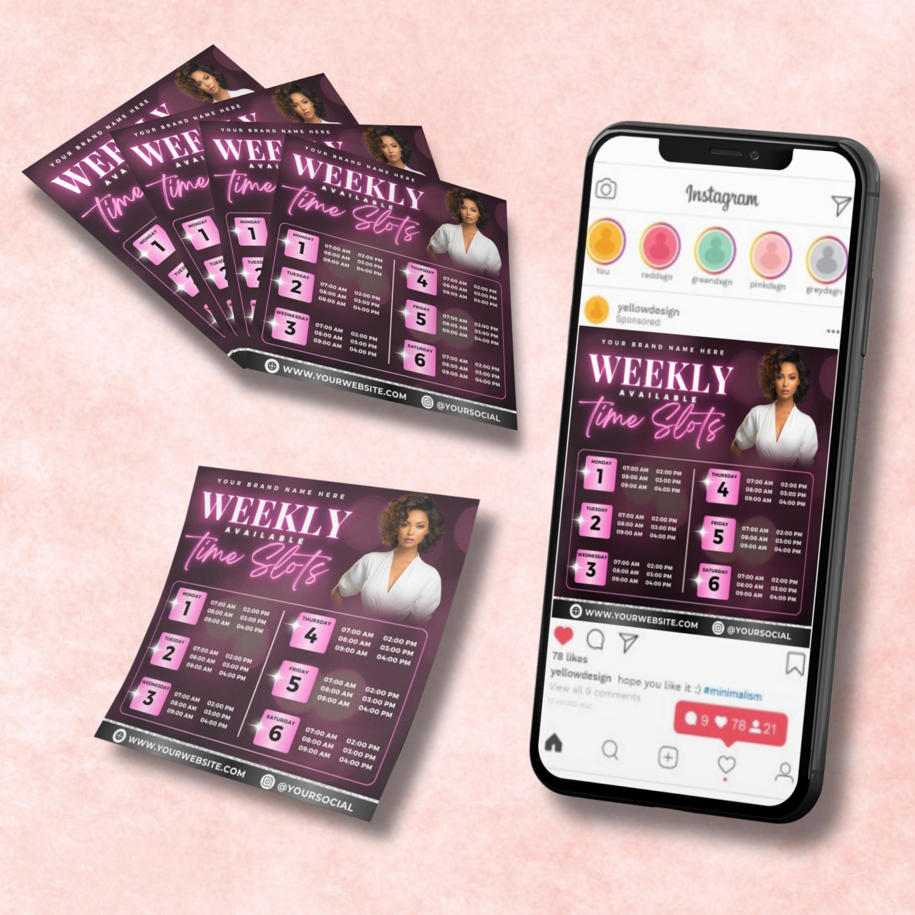 Weekly Time Slots Flyer, Canva Schedule Template, Client Appointment ...