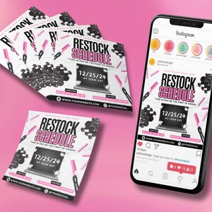 Restock Schedule Flyer, DIY Flyer Template Design, New Collection Flyer ...