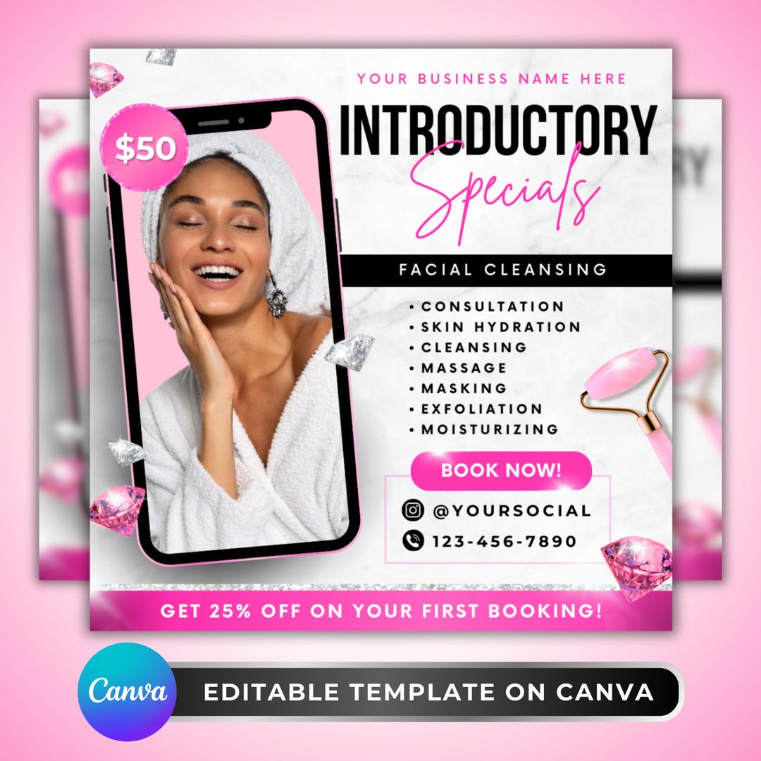 Facial Flyer Template: Spa Introductory Special, Esthetician Skincare ...