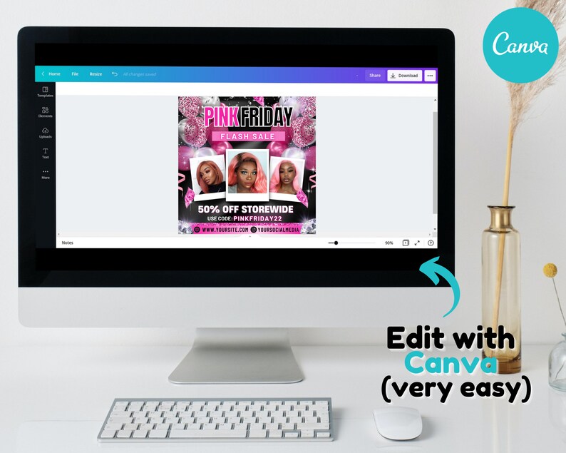 Pink Friday Sale Flyer, DIY Flyer Template Design, Black Friday Flyer ...