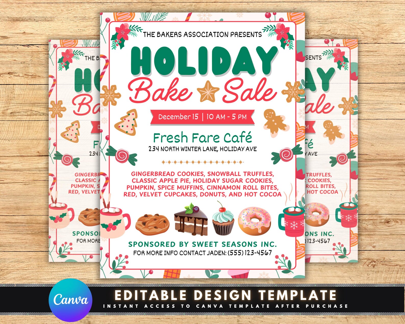 Holiday Bake Sale Invitation Flyer, DIY Flyer Template Design ...