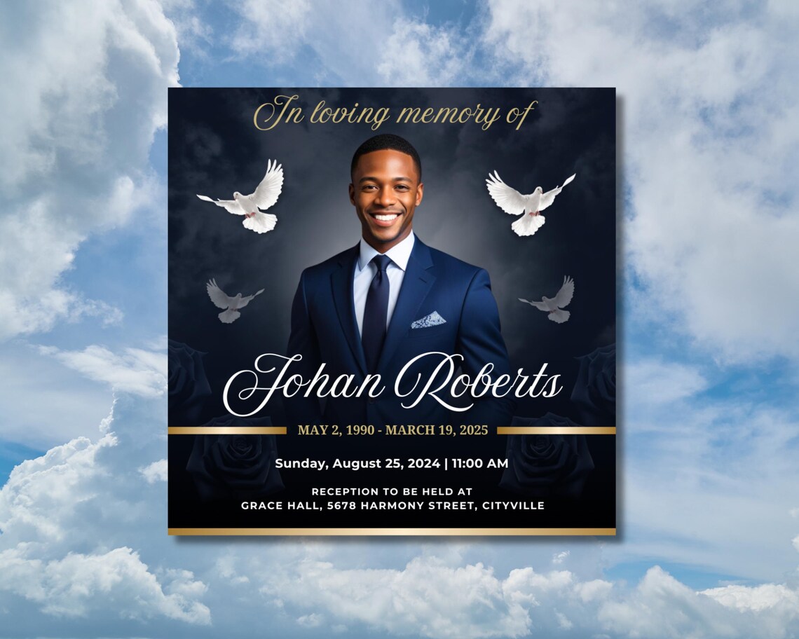 Memorial Funeral Announcement Flyer, DIY Flyer Template Design, in ...