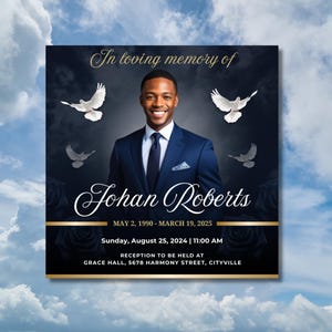 Memorial Funeral Announcement Flyer, DIY Flyer Template Design, in ...