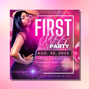 First Class Party Flyer, DIY Flyer Template Design, Luxury Party ...