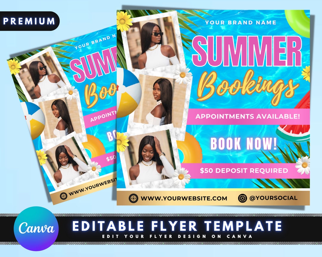 Summer Booking Flyer, DIY Flyer Template Design, Summer Season ...