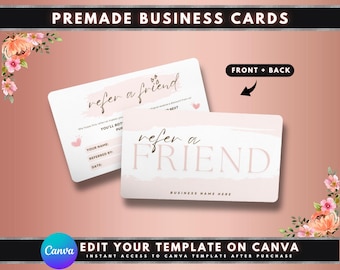Refer A Friend Business Card, DIY Canva Business Card Template Design, Customer Rewards Card ...