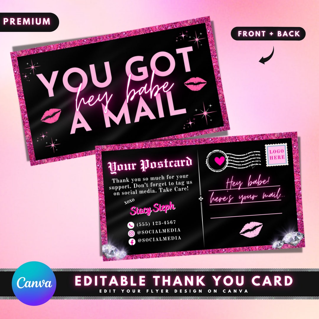 Thank You Post Card, DIY Canva Business Card Template Design, Marketing ...