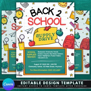 Back to School Flyer, DIY Flyer Template Design, Donation Drive Flyer ...
