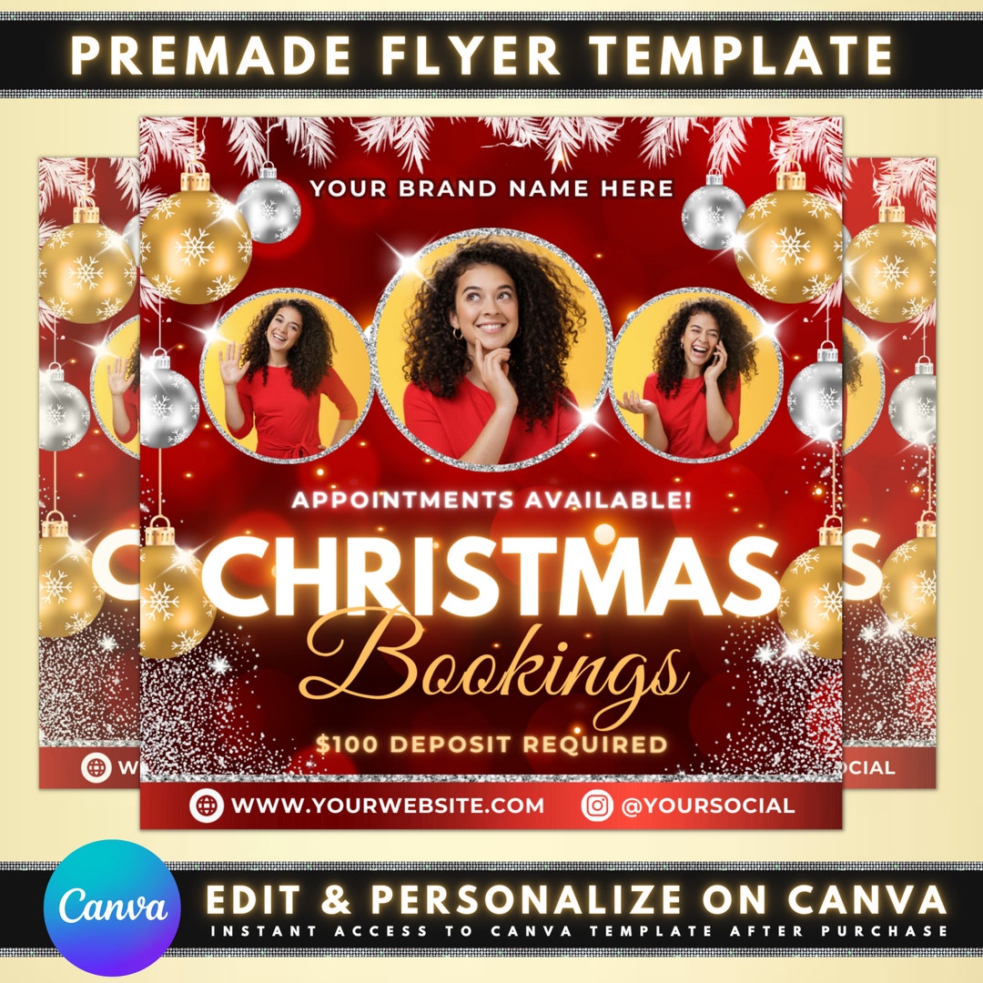 Christmas Bookings Flyer, DIY Flyer Template Design, December ...