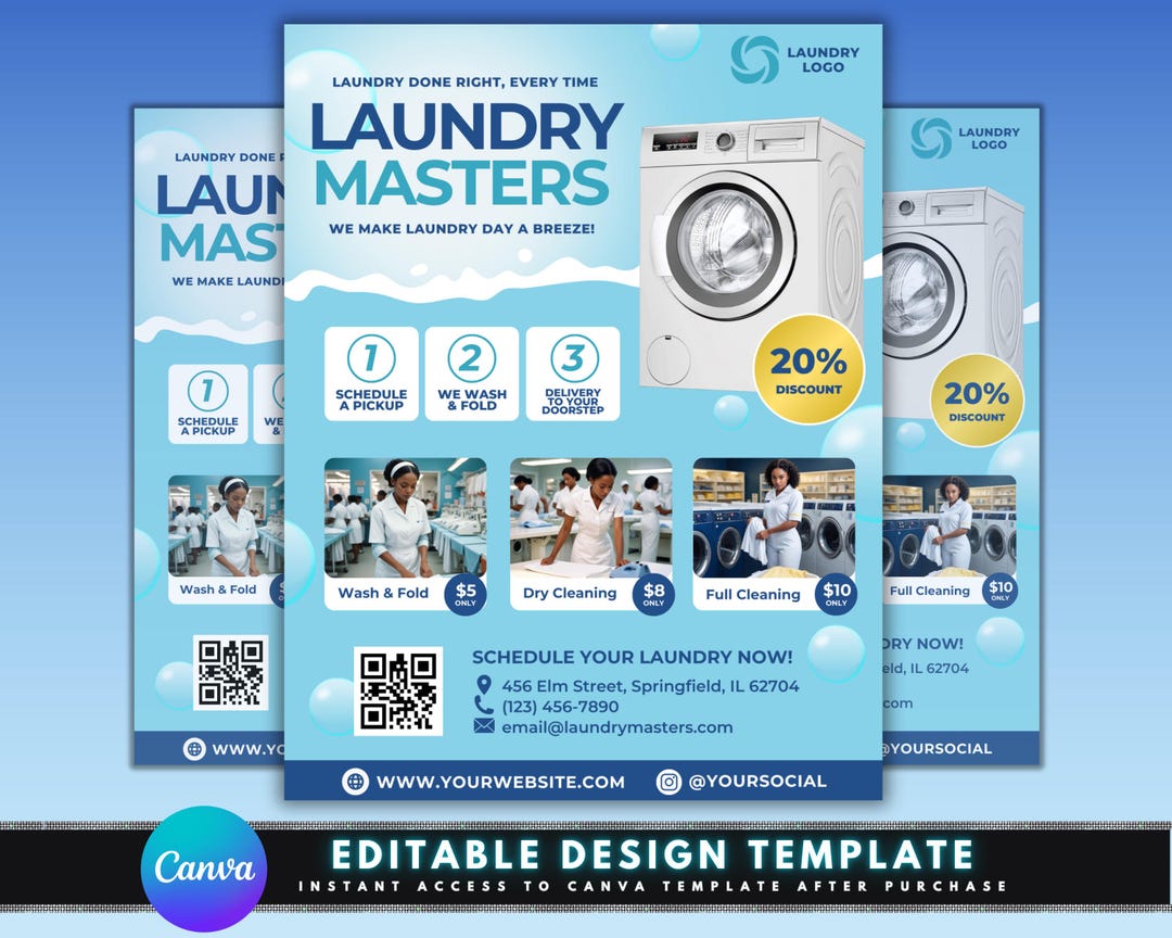 Laundry Services Flyer, DIY Flyer Template Design, Dry Cleaning Flyer ...