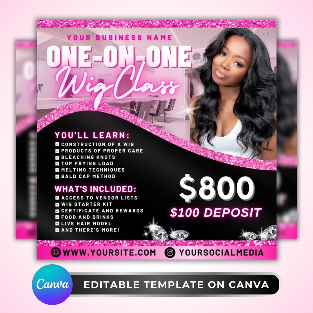 Wig Class Flyer: One on One Wig Training Promo for Hair Educators Canva ...