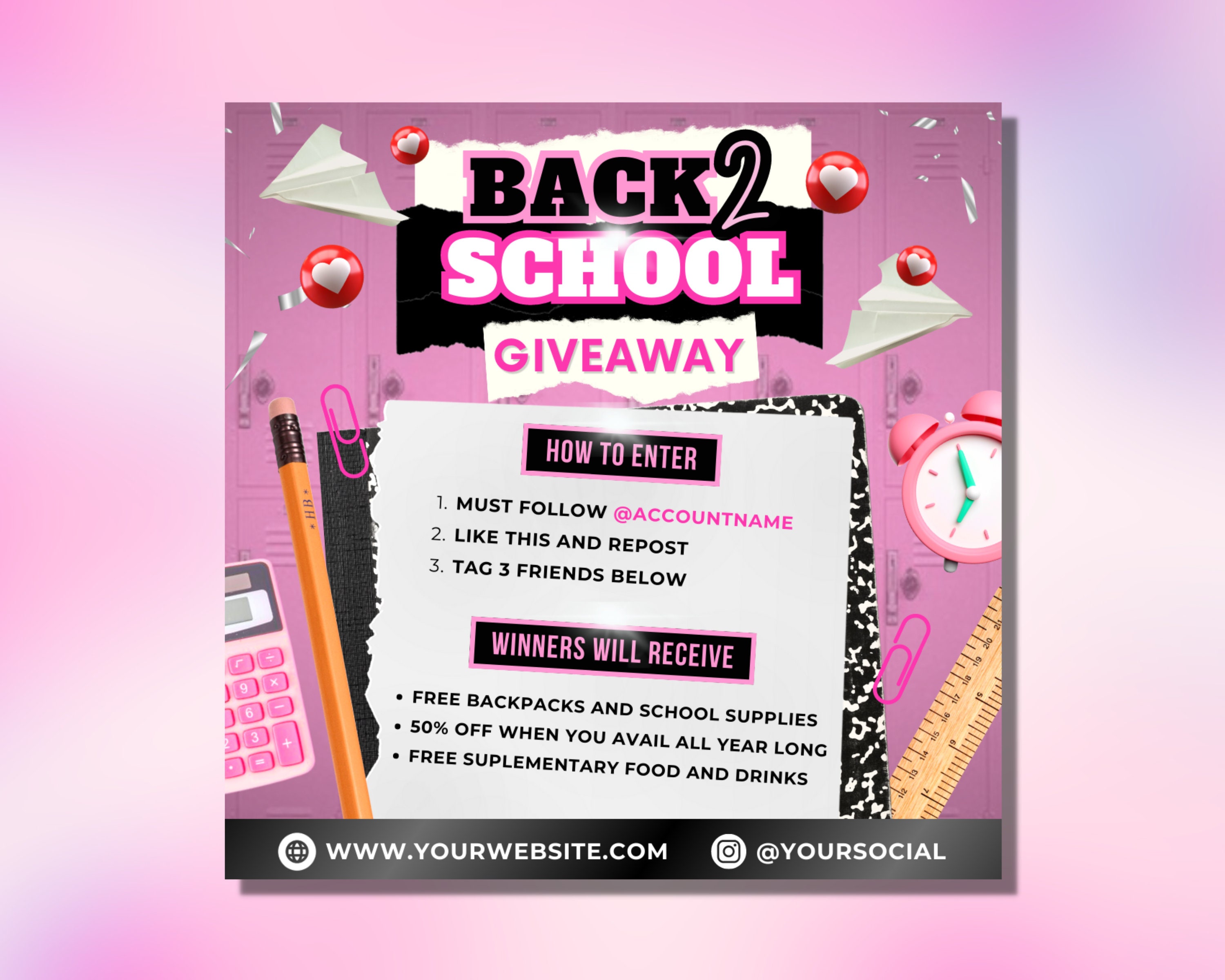 Back to School Giveaway Flyer, DIY Flyer Template Design, Back to ...