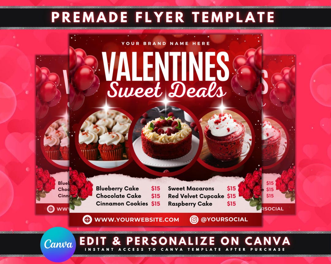 Valentine's Sweet Treats Flyer, DIY Flyer Template Design, February ...